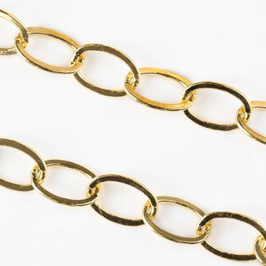 Gold Brass Chain with 9x13mm Flat Soldered Oval Links - chain210SFg-sp ...