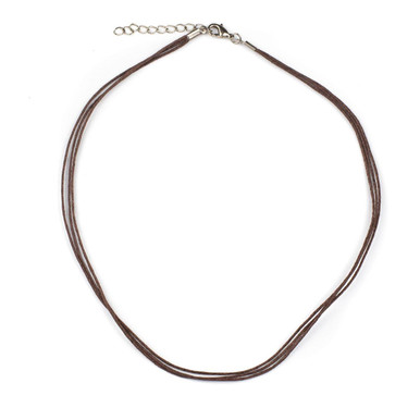 3 Strand Waxed Cord Necklace Dark Brown 1mm 16 18 with Silver Plated Copper Adjustable Clasp