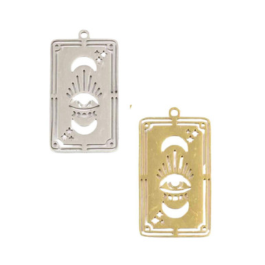 304 Stainless Steel 18x32mm All Seeing Tarot Card Components - 2 per bag