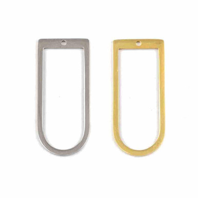 304 Stainless Steel 13x30mm Geometric Long D Ring Components - 2 per bag