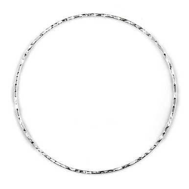 Silver Plated Brass 60mm Textured Hoop Components - 1 per bag - CTBYH-013s