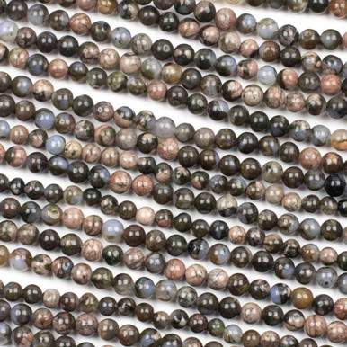 Blue Riolita 4mm Round Beads - 15 inch strand