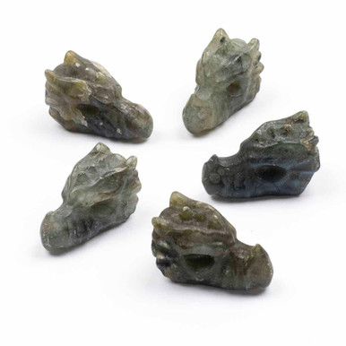 Labradorite 16x30mm Hand Carved Dragon Head Specimen - 1 piece, no holes