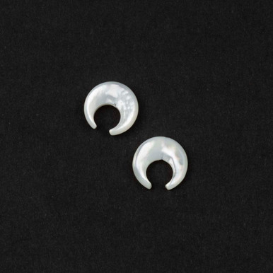 White Shell 10mm Vertical Drilled Crescent Moon Focals - 2 pieces