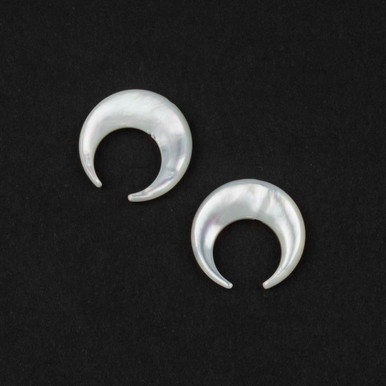 White Shell 15mm Vertical Drilled Crescent Moon Focals - 2 pieces