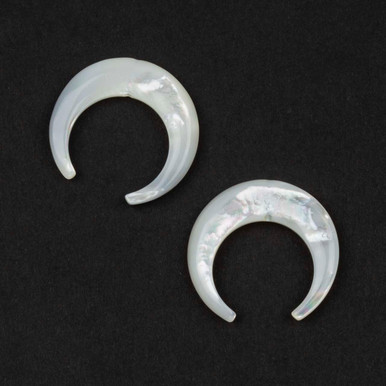 White Shell 20mm Vertical Drilled Crescent Moon Focals - 2 pieces