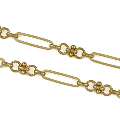 Raw Brass Chain with 5.5x22mm Paper Clip Links with 6mm Round Links and ...