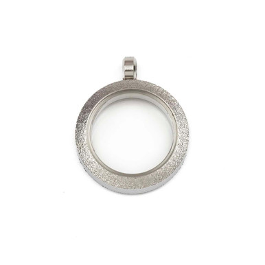 Silver 304 Stainless Steel 25x30.5mm Textured Glass Memory Locket - 1 ...