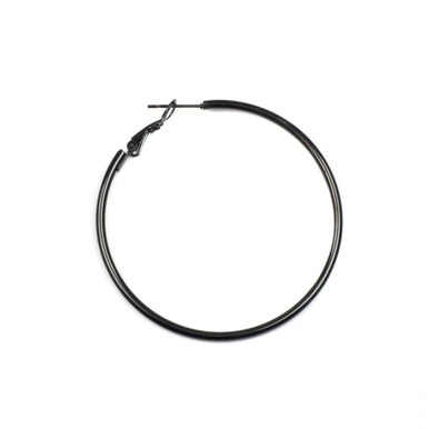 Cherry Tree Beads Gun Metal Plated 304 Stainless Steel 2x50mm Hoop Earrings 4 Pieces 2 Pairs