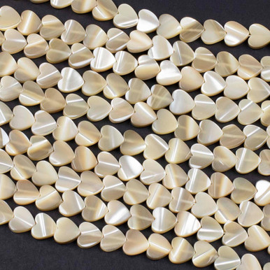 Mother of Pearl 8mm Tan Heart Beads - 15 inch strand