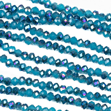 Crystal 3x4mm Opaque Azure Blue with Blue Rainbow Kissed Faceted ...