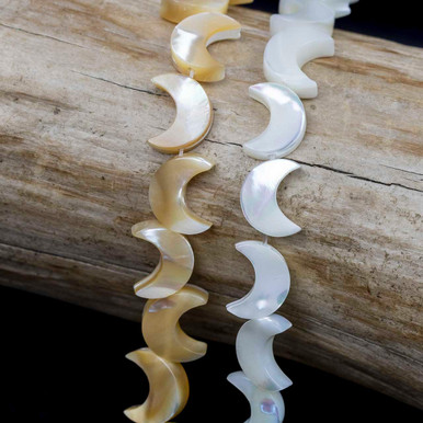 Mother of Pearl 8x10mm Crescent Moon Beads