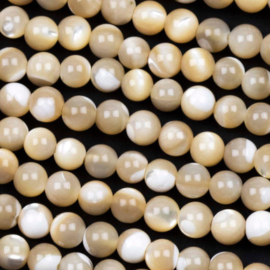 Mother of Pearl 4mm Tan Round Beads - 16 inch strand