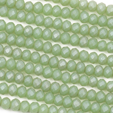 Crystal 4x6mm Opaque Matte Sage Green Faceted Rondelle Beads - Approx ...