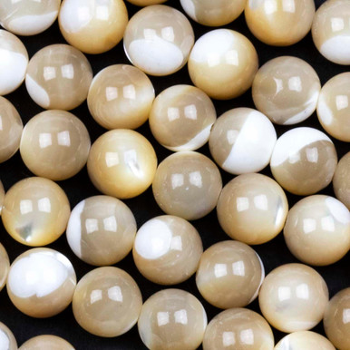 Mother of Pearl 6mm Tan Round Beads - 16 inch strand
