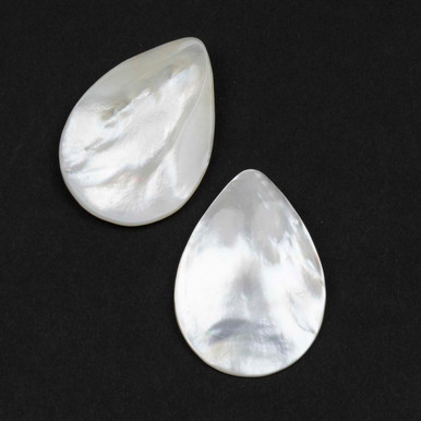 White Pinctada Maxima Shell 25x35mm Top Side Drilled Pendants - 2 per bag