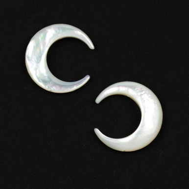 White Shell 20mm Horizontal Drilled Crescent Moon Tiny Focals - 2 pieces