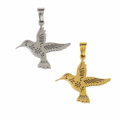 304 Stainless Steel 22x30mm Hummingbird Pendants with 4x8mm Bail - 2 ...