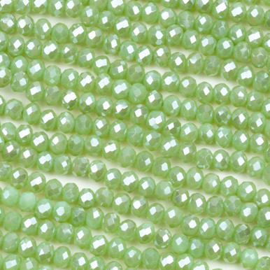 Crystal approx. 3x4mm Opaque Sage Green Faceted Rondelle Beads - Approx ...