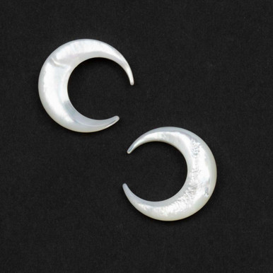 White Shell 19x20mm Top Drilled Crescent Moon Tiny Focals - 2 pieces