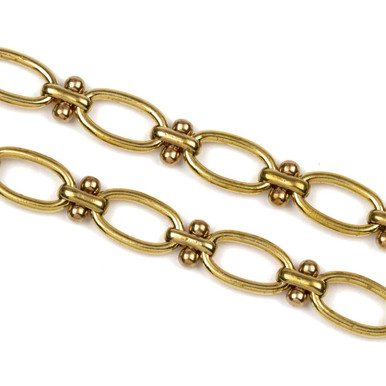Raw Brass Chain with 9x16mm Oval Links with 4x8mm Link with Barbell - 2 ...