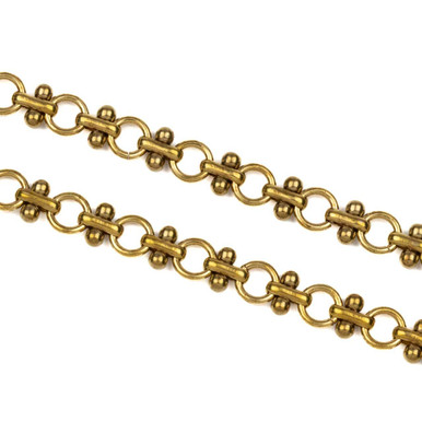 Raw Brass Chain with 6.5mm Round Links and Barbell - 2 meters