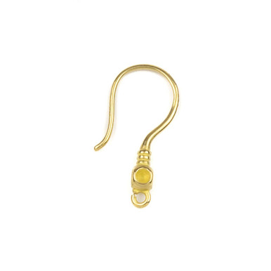 Brass Ear Wire - 9x19mm Hook with 2.7mm Cube & Coil, 6 pairs/12 pieces