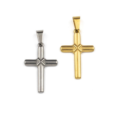 Stainless Steel Pendant - 18x27mm Simple Cross, 4x8.5mm Pinch Bail, 2 ...
