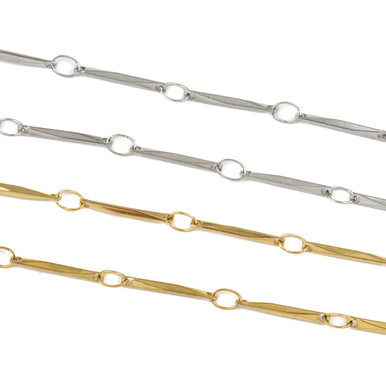 304 Stainless Steel Chain - 1x12mm Twisted Bar Links alternating with 2 ...