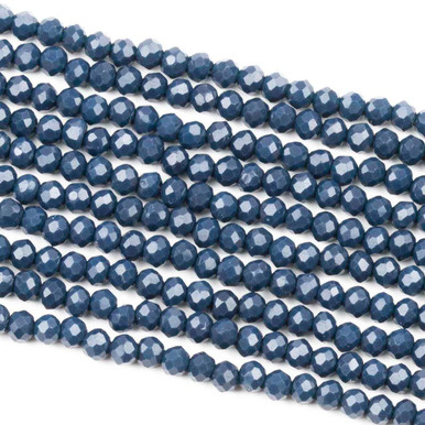 Crystal Beads - approx. 2x3mm Faceted Rondelle, Opaque Deep Peacock ...