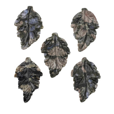 Blue Riolita 25x40mm Top Side Drilled Carved Leaf Pendant - 1 per bag