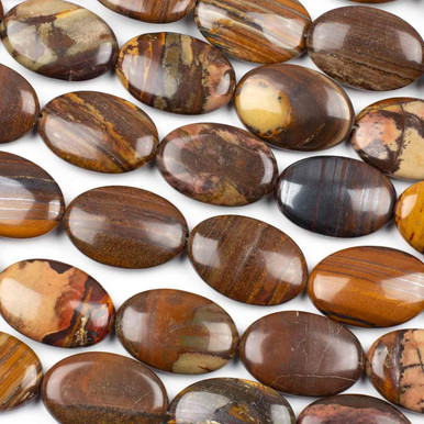 Tiger Iron Jasper 20x30mm Oval Beads - 15 inch strand
