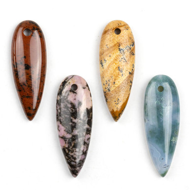 Gemstone 10x28mm Top Drilled Raindrop Pendant with Flat Back - 1 per ...