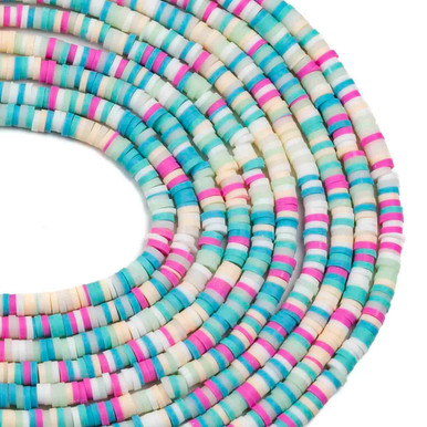 Polymer Clay 1x4mm Heishi Beads - Coastal Carnival Mix #EF77, 16 inch ...