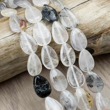 Special Gems - Rutilated Quartz 12x18mm Teardrop Beads - 15 inch strand