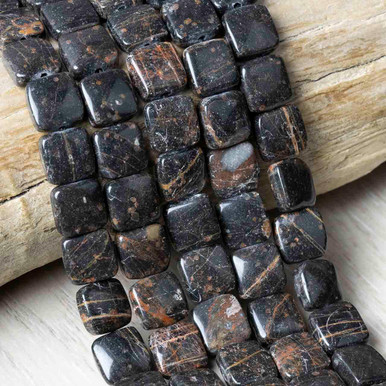 Stromatolite - Turtle Shell Agate 10mm Square Beads - 16 inch strand