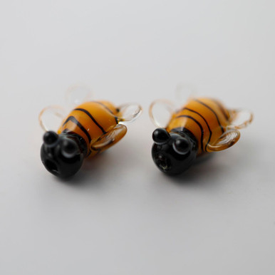 Handmade Lampwork Glass Beads - 15x17mm Yellow Bee, 2 per bag