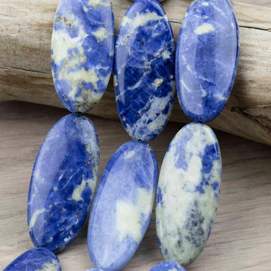 Special Gems - Sodalite 22x49mm Oval Beads - 16 inch strand - Cherry ...
