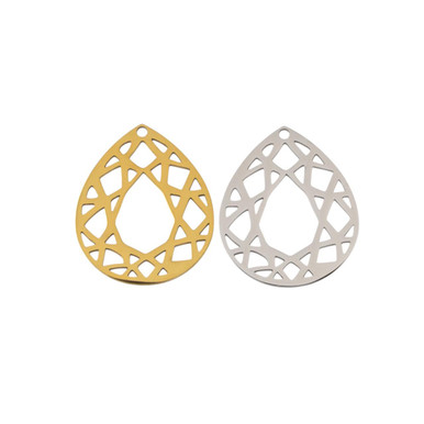 304 Stainless Steel 20x24mm Geometric Teardrop Pendant - 2 per bag ...