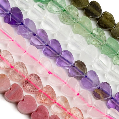 Gemstone 4mm Flat Heart Beads - 15 inch strand - Cherry Tree Beads