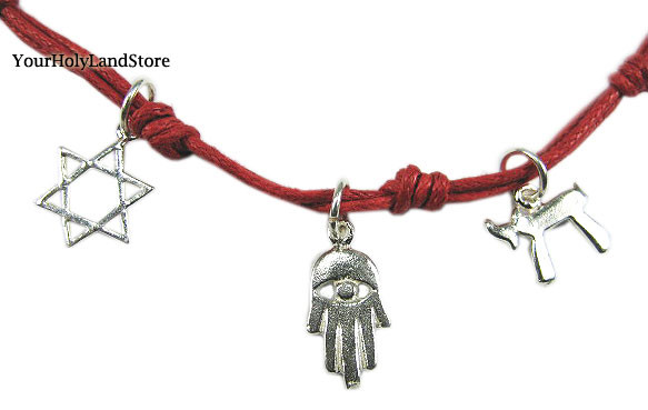 Kabbalah Red String with Chai, Hamsa and Star of David - Your Holy Land ...