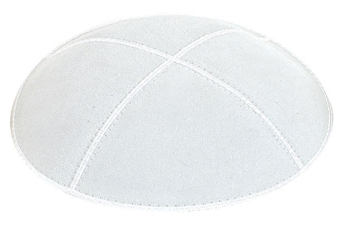 Personalized White Suede Kippah - Your Holy Land Store