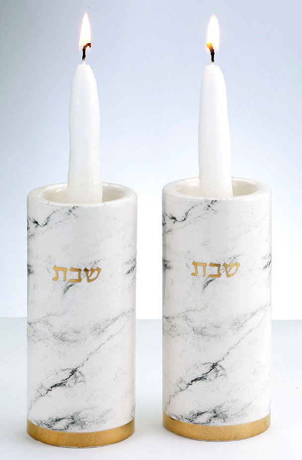 Ceramic Shabbat Candlestick Set - Your Holy Land Store