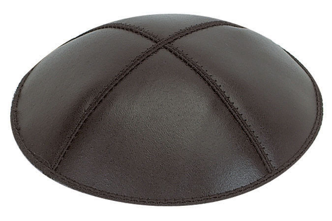 Personalized Black Leather Kippah - Your Holy Land Store
