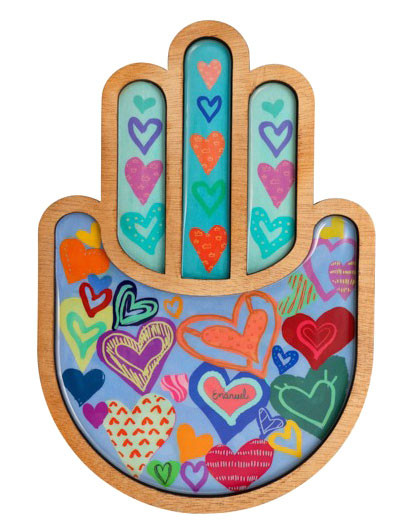 Wall Hanging Hamsa with Colorful Hearts - Your Holy Land Store