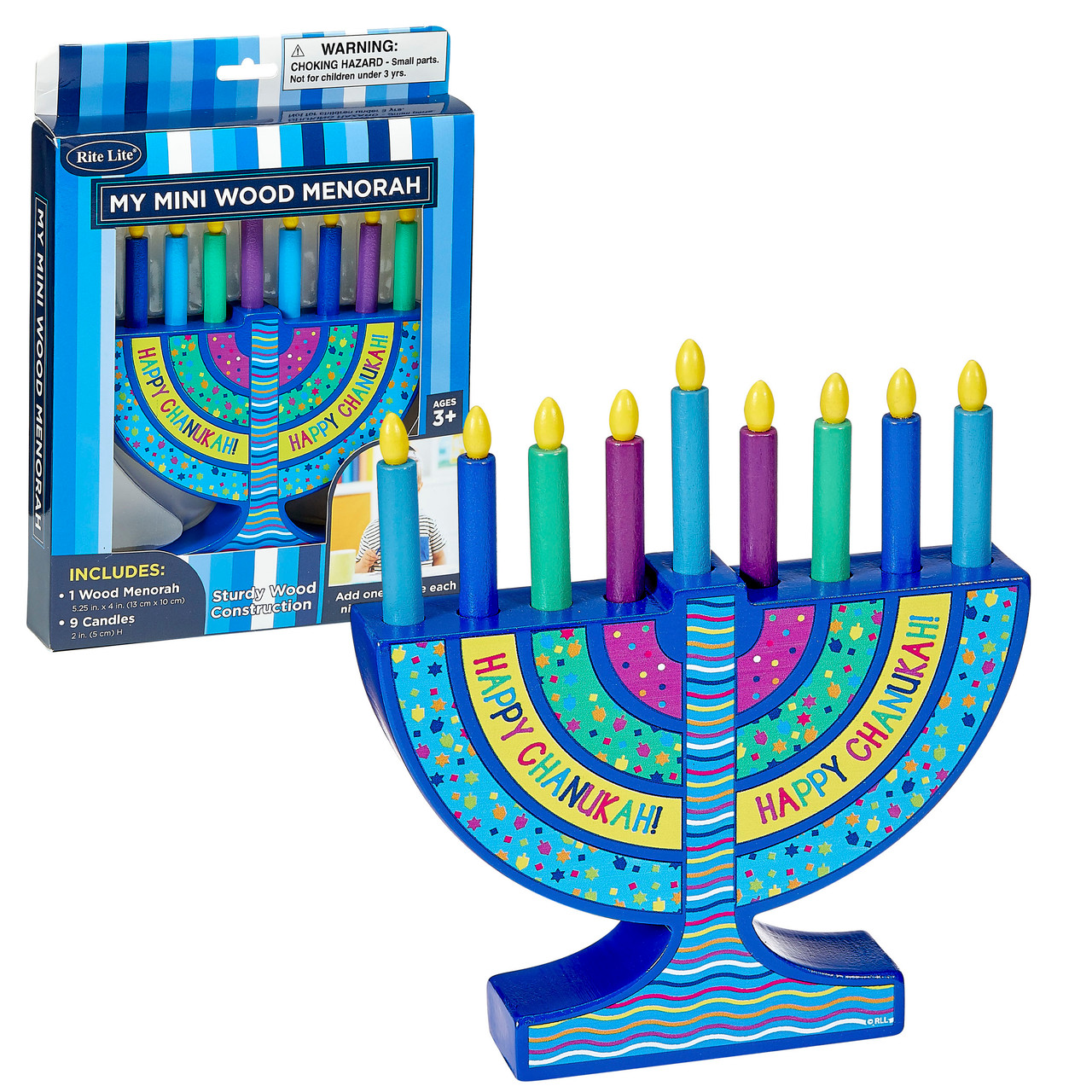 Mini Wood Menorah with Removable Candles - Your Holy Land Store
