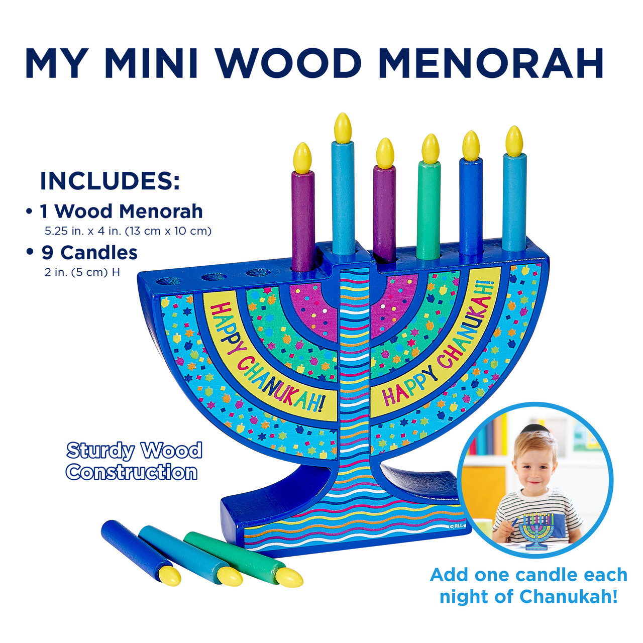 Mini Wood Menorah with Removable Candles - Your Holy Land Store