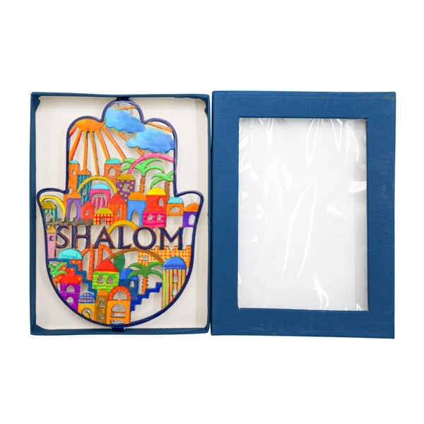 SHALOM Wall Hanging Hamsa - Jerusalem - Your Holy Land Store