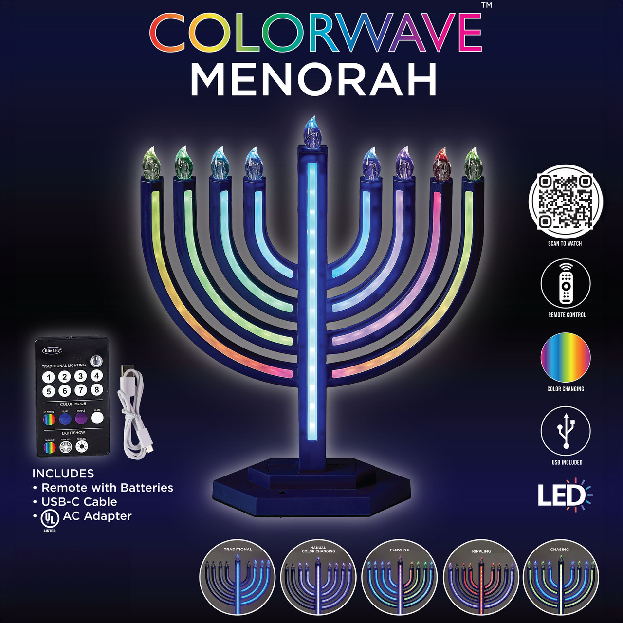 LED Menorah With Color Changing Lights - Your Holy Land Store