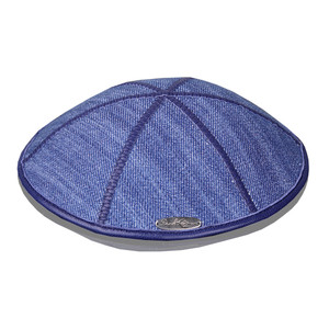 Blue Denim and Italian Leather Kippah - Your Holy Land Store